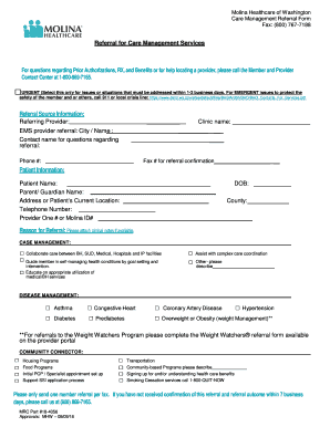 Fillable Online Case Management Disease Management Referral Form ...