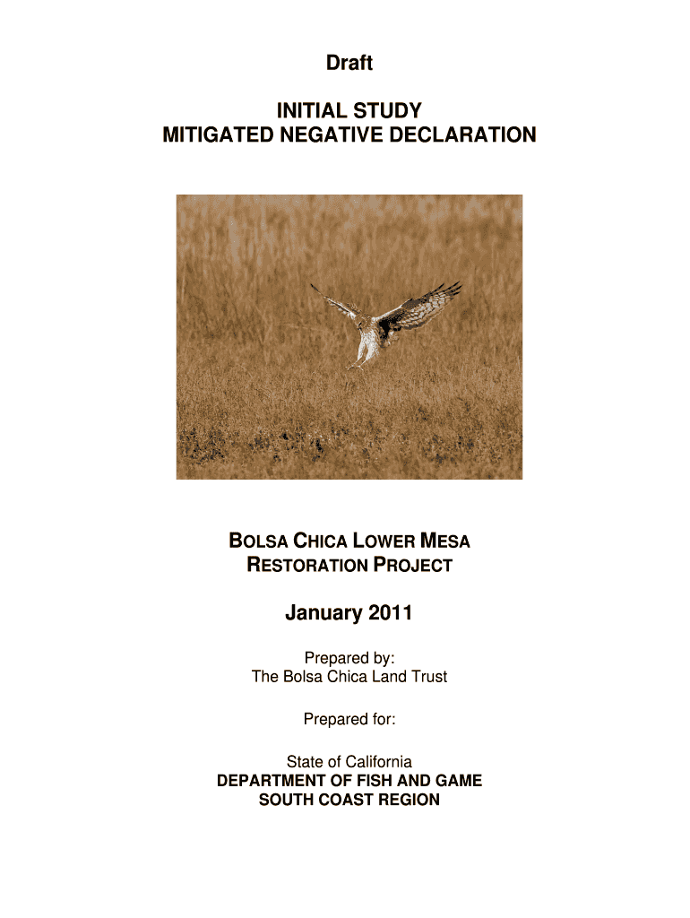 Fillable Online Draft Mitigated Negative Declaration for Lower Mesa Restoration Project at Bolsa ...