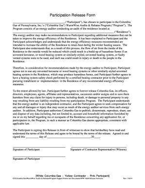 Fillable Online Participation Release Form. Participation Release Form ...