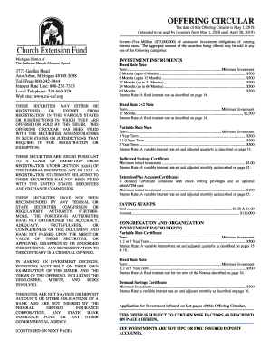 Fillable Online offering circular - Church Extension Fund Fax Email ...
