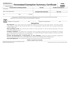 Fillable Online Homestead Exemption Summary Certificate Fax Email Print ...