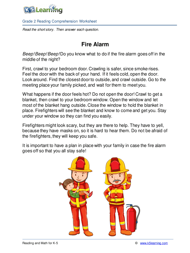 Fillable Online Reading Comprehension Worksheet and Kid's Fable - "Fire ...