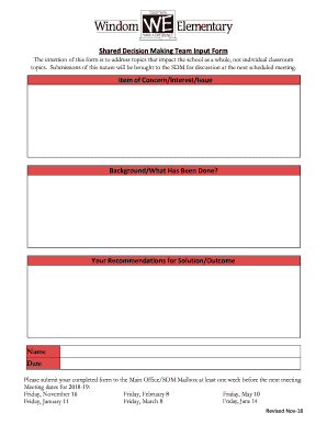 Fillable Online Shared Decision Making Team Input Form Name Date Your ...