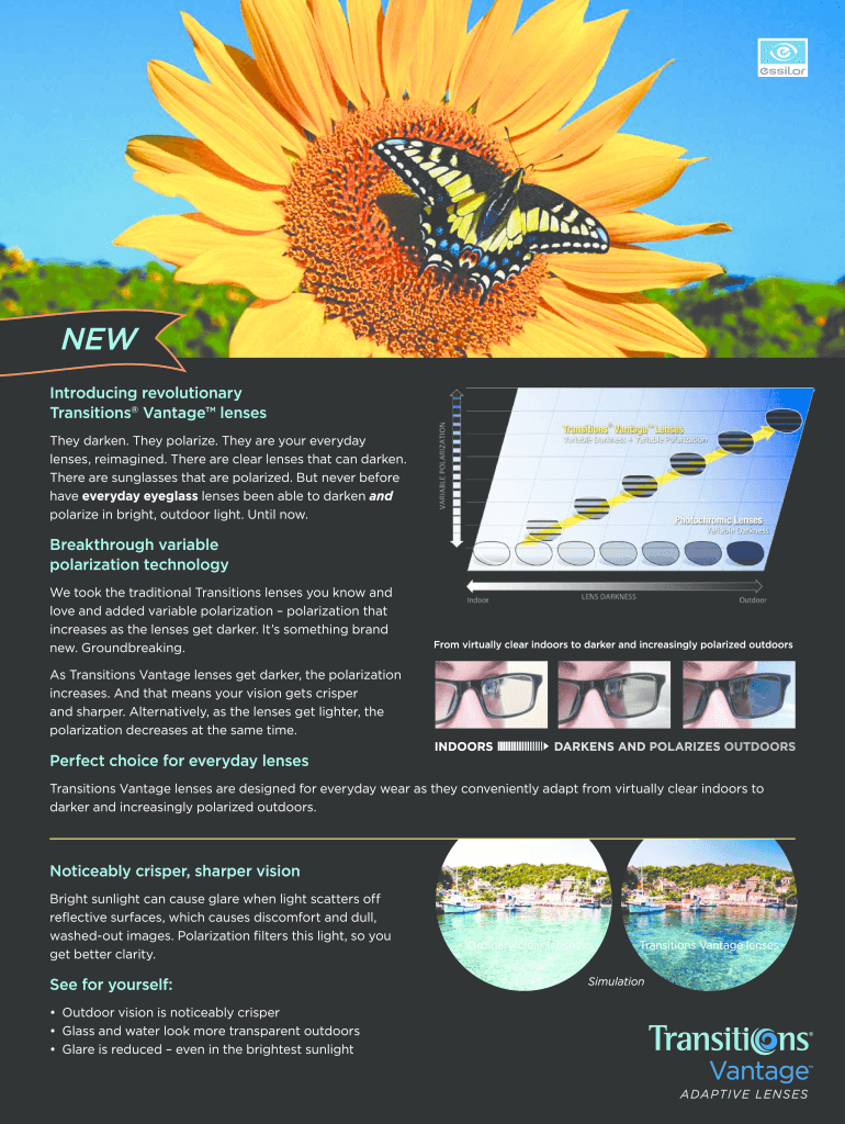 Fillable Online Transitions Vantage lenses - X-Cel Optical Company Fax ...
