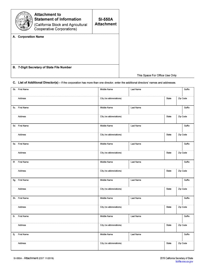 Fillable Online Form SI-550A - CA.gov Fax Email Print - pdfFiller