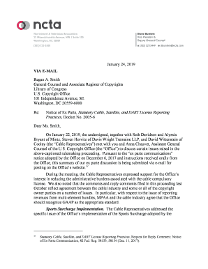 Fillable Online Notice of Ex Parte, Statutory Cable, Satellite, and ...