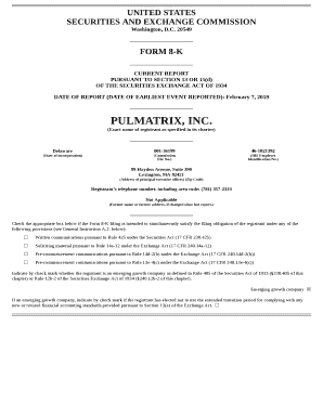 Fillable Online PULMATRIX, INC Fax Email Print - pdfFiller