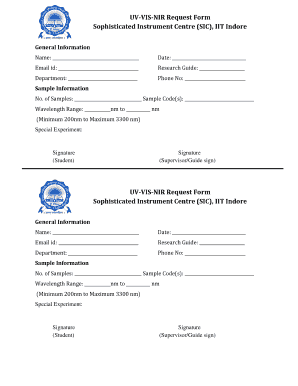 Fillable Online people iiti ac UV-VIS-NIR Request Form Sophisticated ...