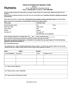 Fillable Online Humana Universal Prior Authorization Form Fax Email ...