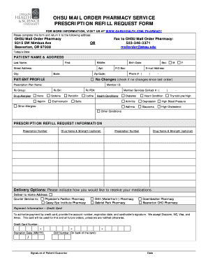 Fillable Online OHSU Mail Order Rx Refill Request Form Fax Email Print ...