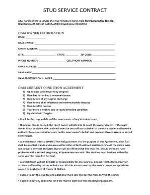 Fillable Online stud service contract - A&B Ranch Fax Email Print ...