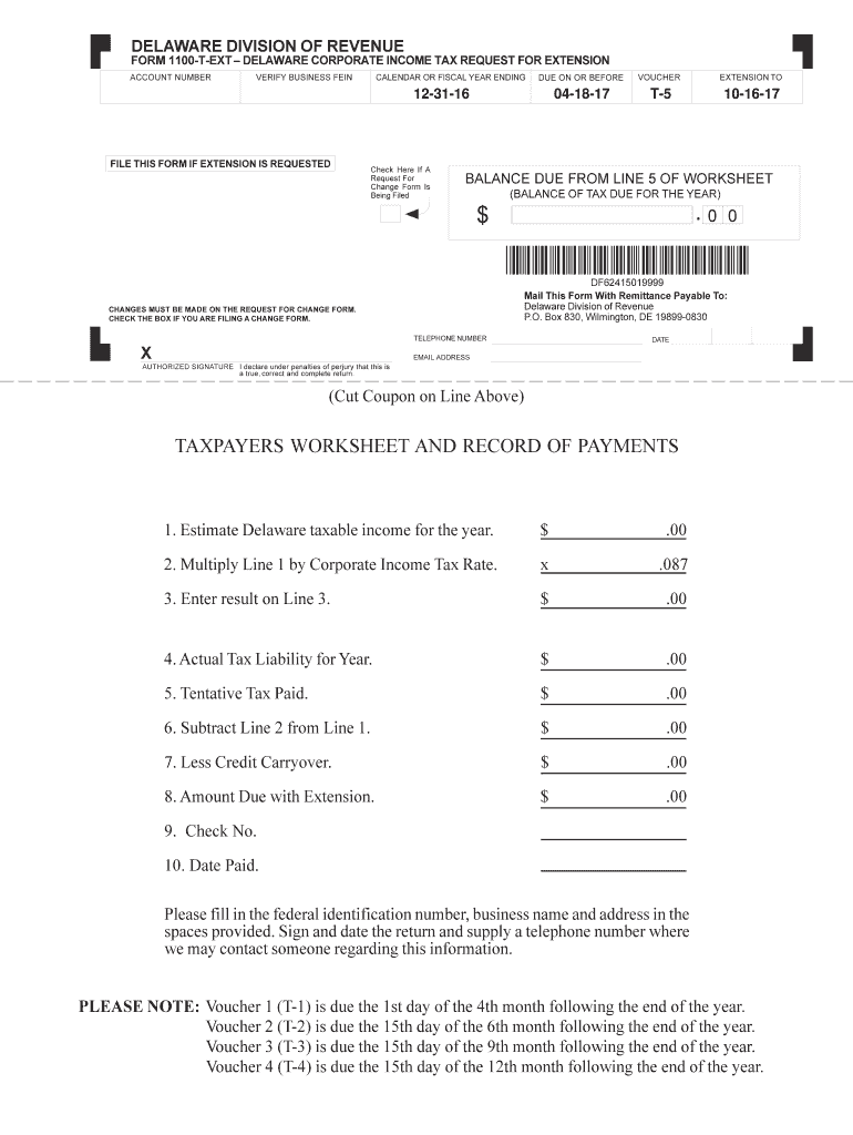 Fillable Online revenue delaware FILE THIS FORM IF EXTENSION IS REQUESTED Check ... - Delaware ...