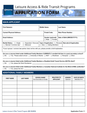 Fillable Online Leisure Access Program Application. Application Form ...