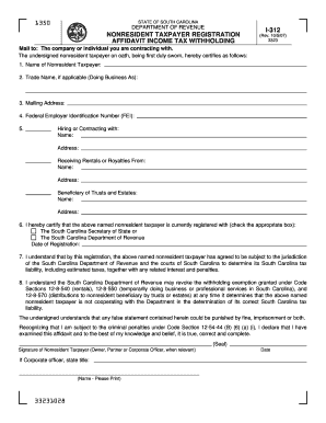 Fillable Online Fillable Online 1350 STATE OF SOUTH CAROLINA DEPARTMENT ...