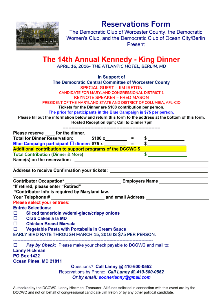 Fillable Online Reservations Form - Google Docs Fax Email Print - pdfFiller