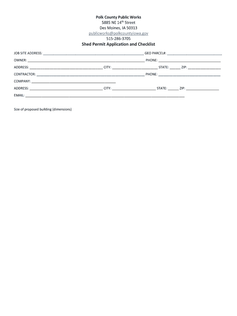 Fillable Online Shed Permit Application and Checklist Fax Email Print ...