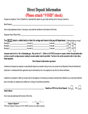Fillable Online Direct Deposit Form SAMPLE Required Information ...