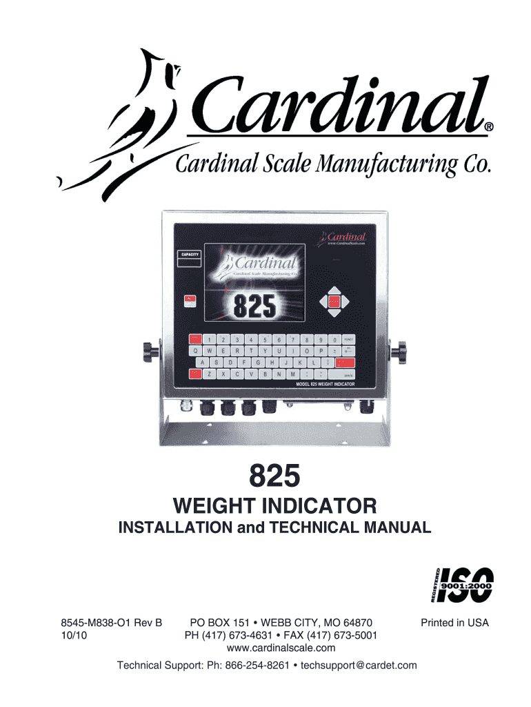 Fillable Online 825-DAC Installation Manual - Cardinal Scale Fax Email ...