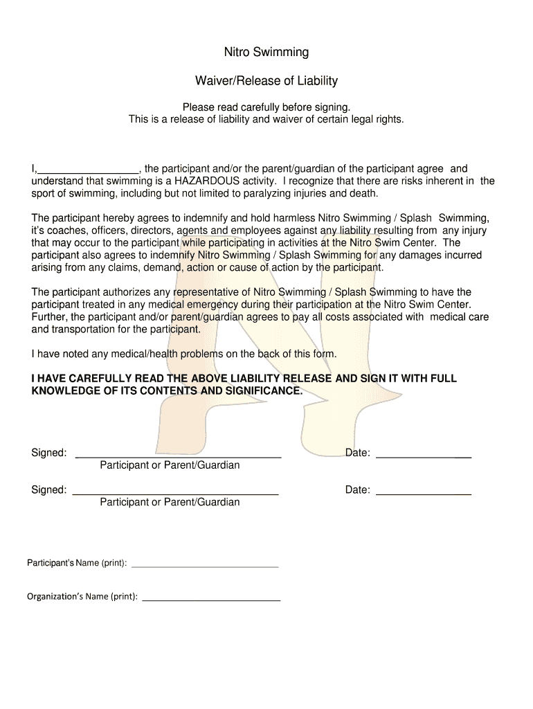 Fillable Online 150904 Nitro Waiver jg01 Fax Email Print - pdfFiller