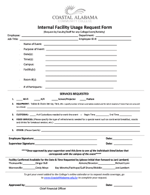 Fillable Online Internal Facility Usage Request Form Fax Email Print ...