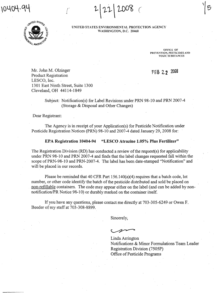 Fillable Online U.S. EPA, Pesticide Product Label, LESCO FERTILIZER ...