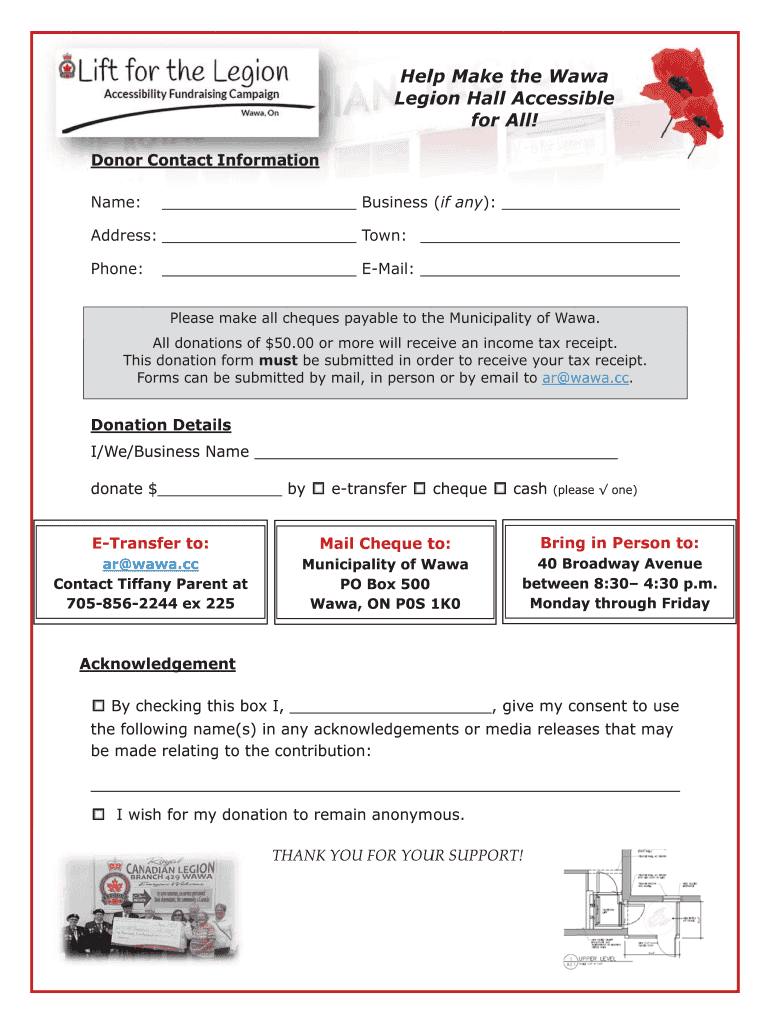 Fillable Online Help Make the Wawa Legion Hall Accessible for All! Fax ...