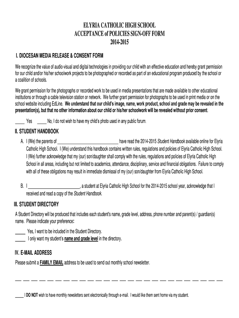 Fillable Online ACCEPTANCE of POLICIES SIGN-OFF FORM Fax Email Print ...