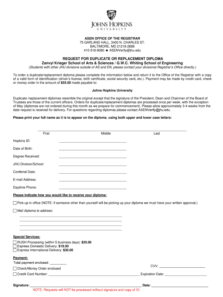 Fillable Online VERIFICATION LETTER REQUEST FORM Zanvyl Krieger ... Fax ...