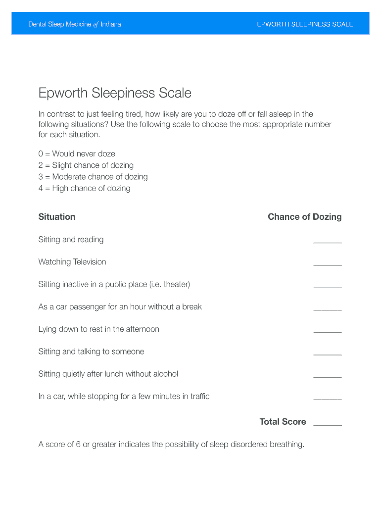 Fillable Online Epworth Sleepiness ScaleNarcolepsy - Harvard Healthy ...