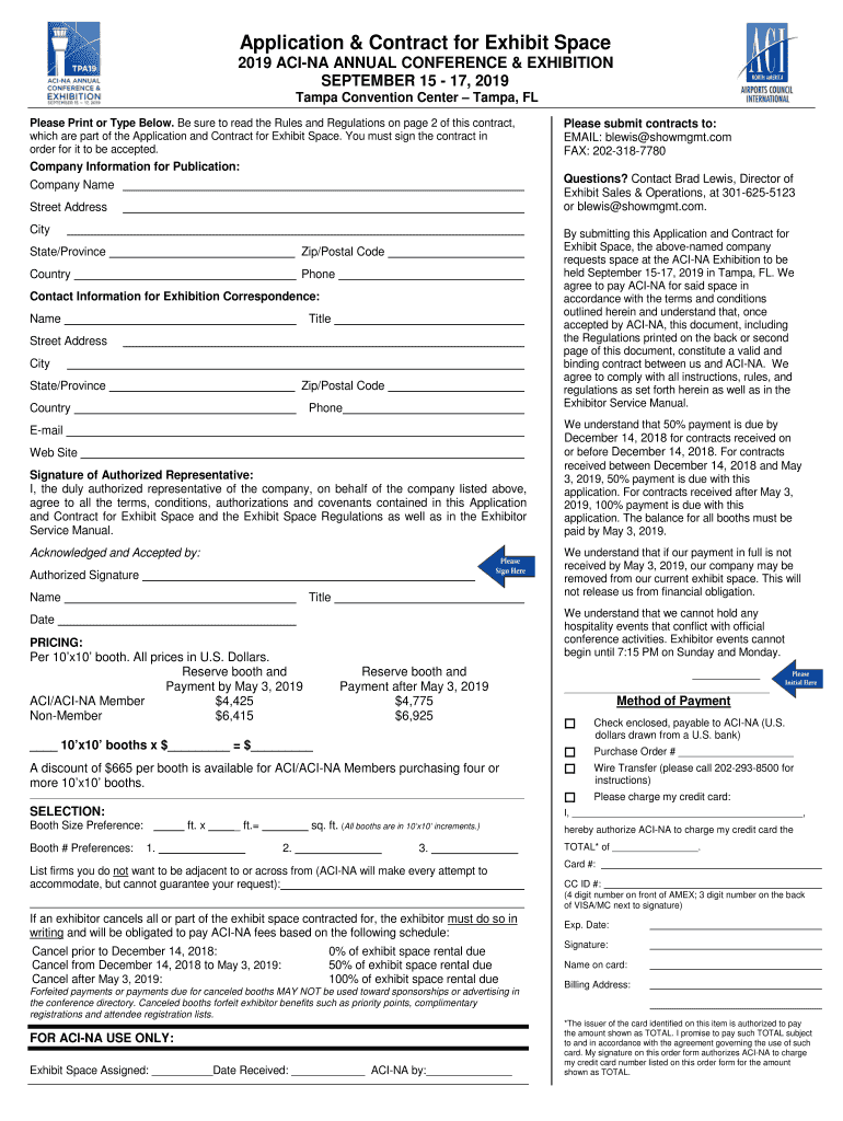 Fillable Online ACI-NA Exhibit Contract Fax Email Print - pdfFiller