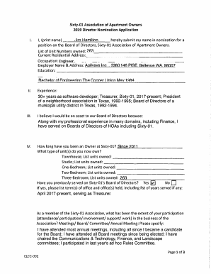 Sixty-01 Association Of Apartment Owners 2019 Director ... - Fill and ...