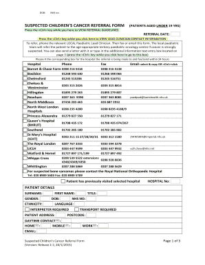 Fillable Online Children's Cancer 2 Week Referral Form - London Cancer ...