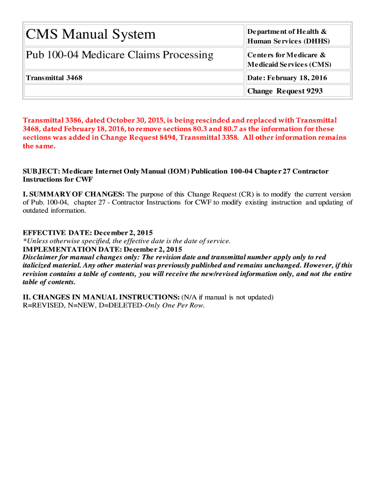 Fillable Online CMS Manual System Department of Health & Human Services ...