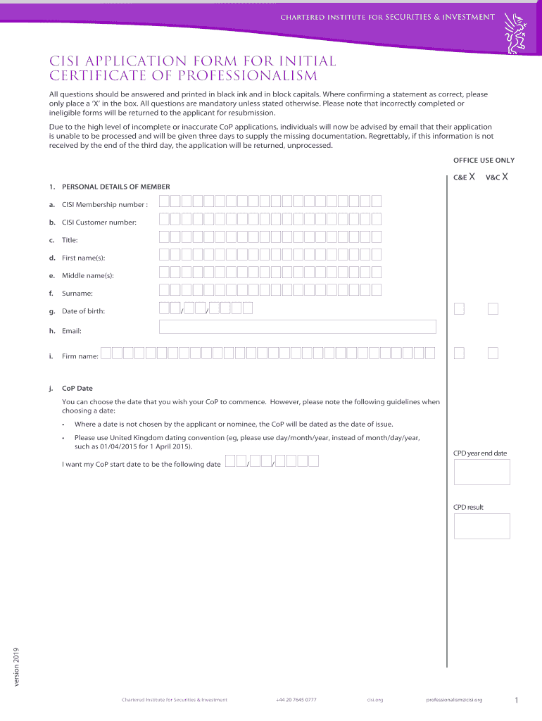 Fillable Online cisi application form Fax Email Print - pdfFiller