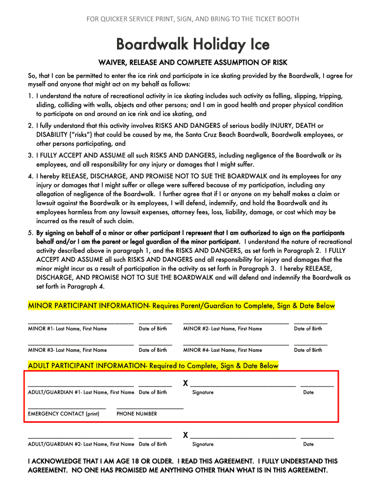 Fillable Online Boardwalk Holiday Ice Waiver Fax Email Print - pdfFiller