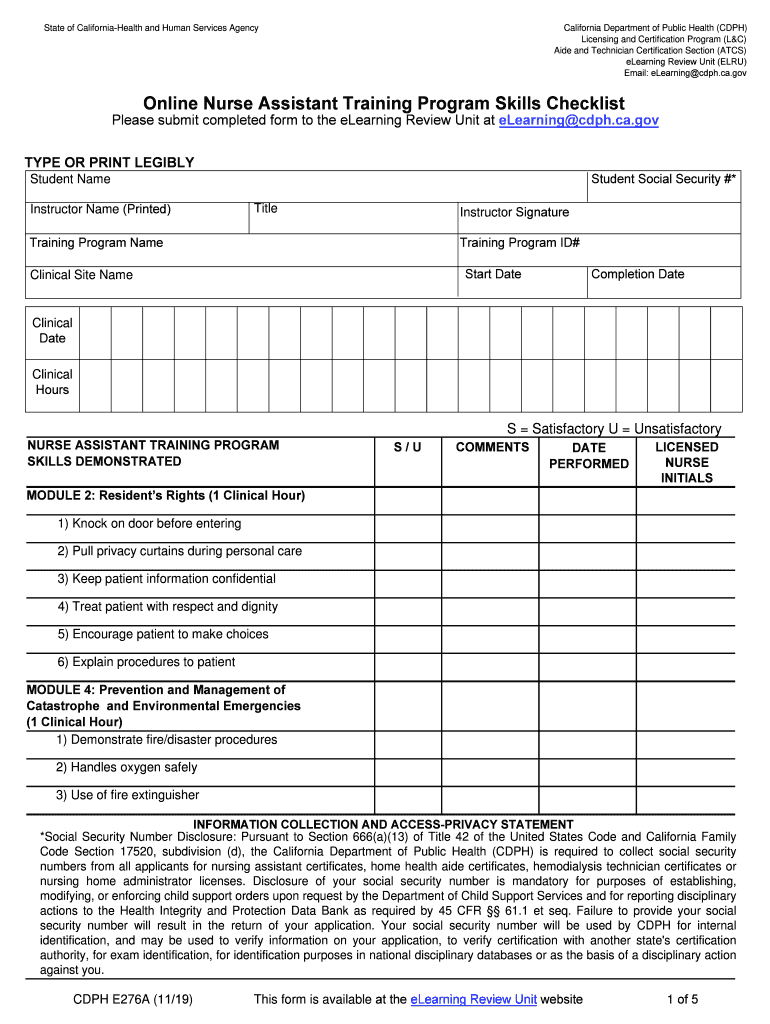 Fillable Online Online Nurse Assistant Training Program Skills ...