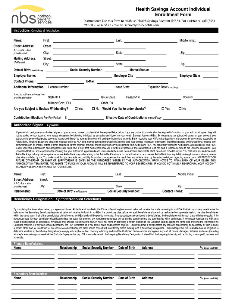 Fillable Online Fill - Free fillable Health Savings Custodial Account ...