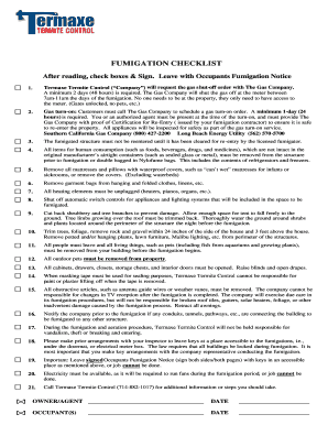 Fillable Online fumigation checklist - Termaxe - Orange County Termite ...