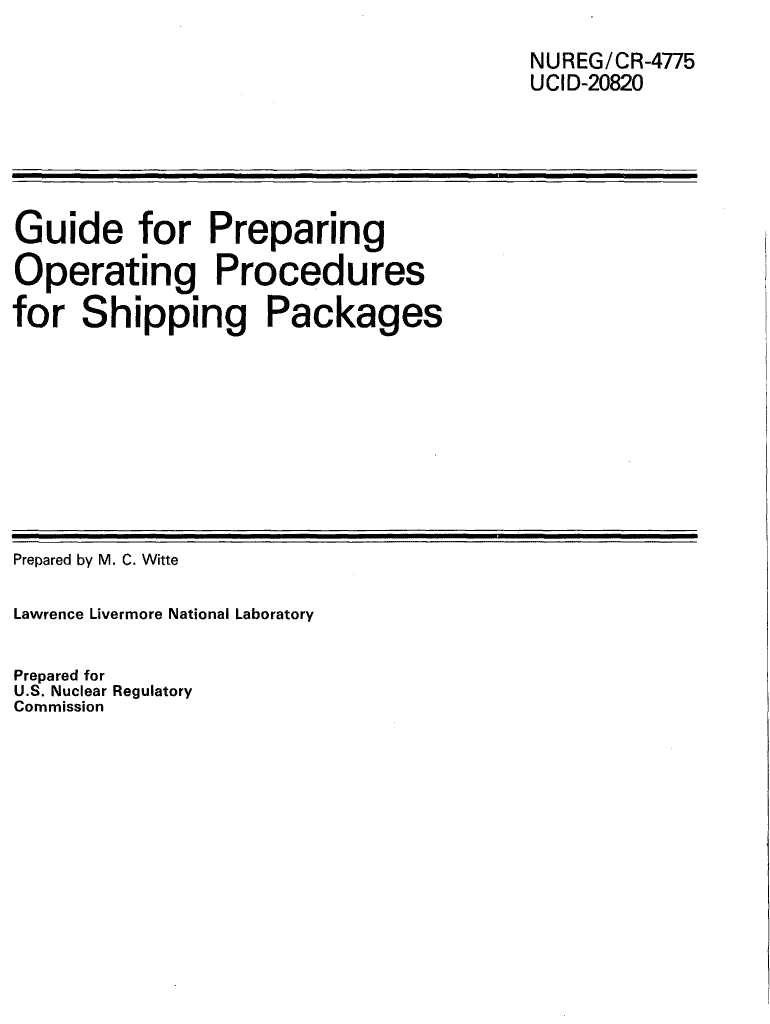 Fillable Online NUREG/CR-4775, "Guide for Preparing Operating ...