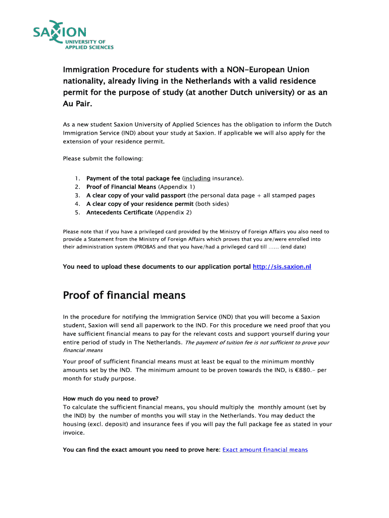 Fillable Online Entry to Netherlands: Visas, Residence, Work Permits ...