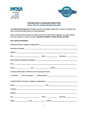 Fillable Online SAFETY PRACTICE AWARD NOMINATION FORM Fax Email Print ...