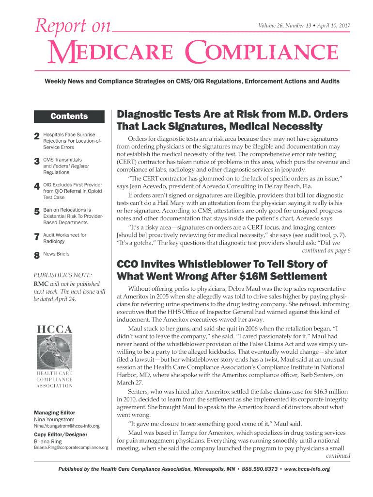Fillable Online OIG Issues Compliance Effectiveness Guide; Using it All at ... Fax Email Print ...