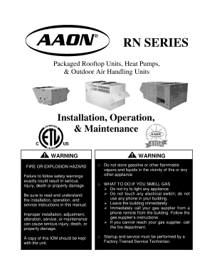 Fillable Online AAON RQ SERIES Installation Operation & Maintenance Fax ...