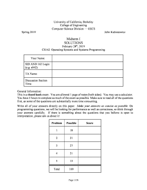 Fillable Online cs162 eecs berkeley Midterm I SOLUTIONS - CS 162 ...