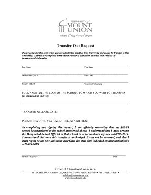 Fillable Online Transfer Out Form.doc Fax Email Print - pdfFiller