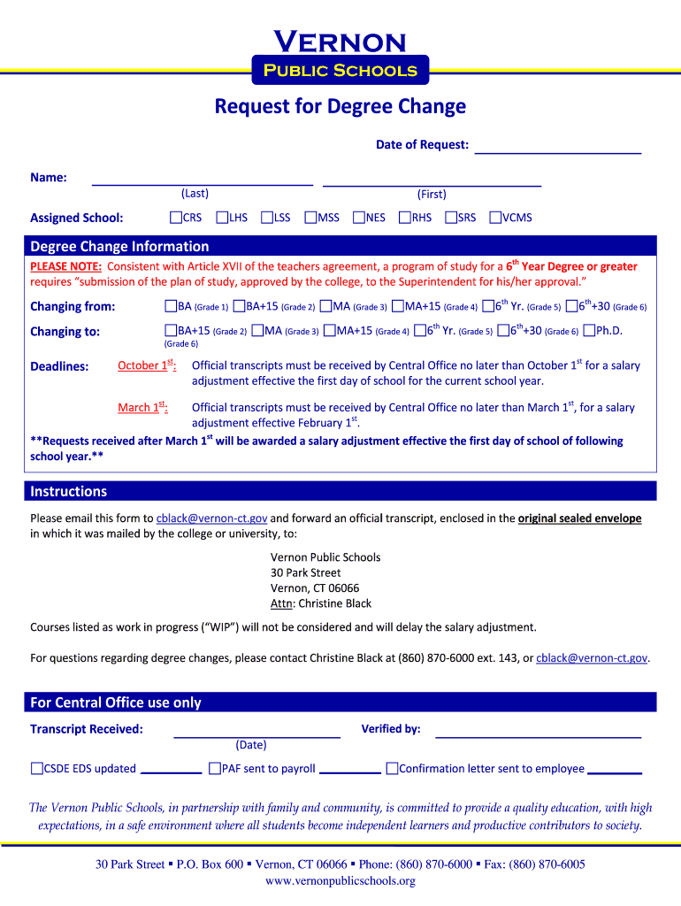 Fillable Online Degree Change Information Fax Email Print - pdfFiller