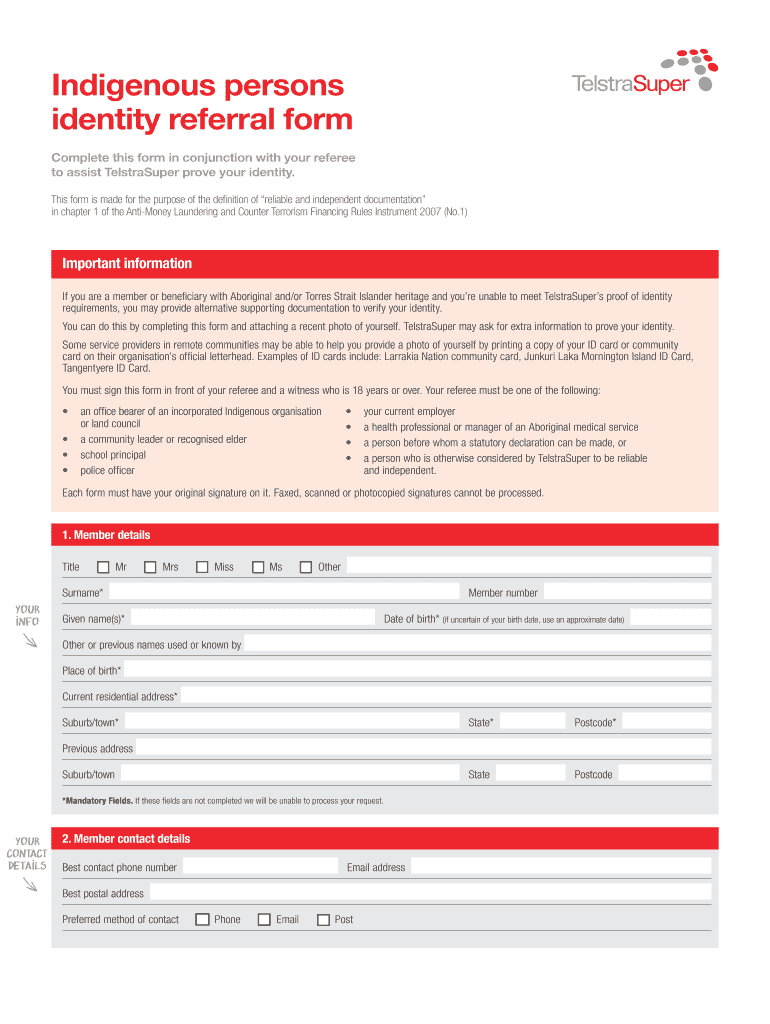 Fillable Online Indigenous Persons Identity Referral form ...