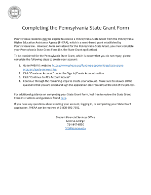 Fillable Online Completing the Pennsylvania State Grant Form Fax Email ...