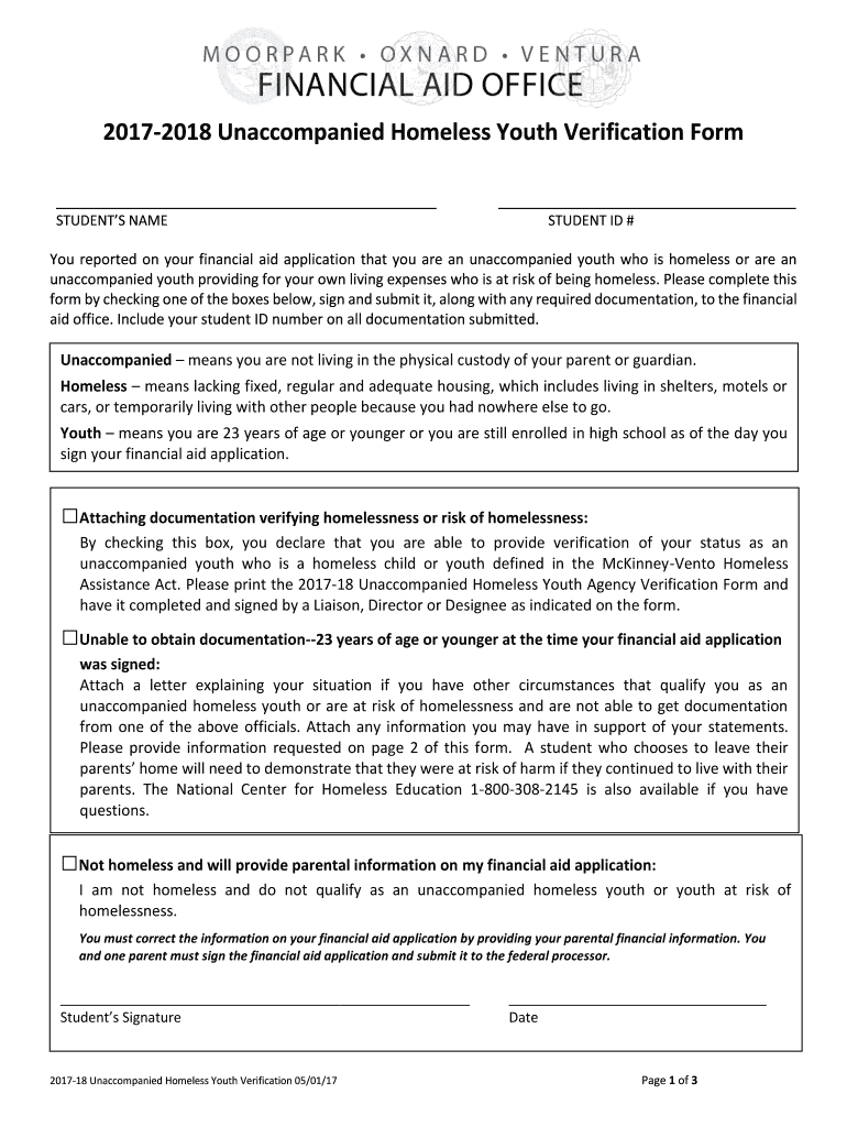 Fillable Online unaccompanied homeless youth verification form - University ... Fax Email Print ...