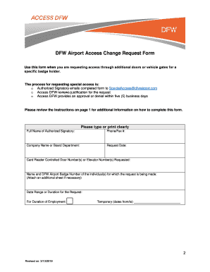 Fillable Online Access Change Request Form - DFW Airport Fax Email ...
